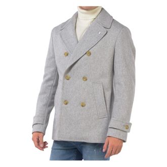 L.B.M. 1911 L.b.m. 1911, Homme, Vestes, Gris, Taille: L Manteau crois&eacute; 57560/9324 S