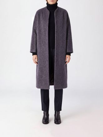 Max Mara Langer Einreiher-Mantel aus reinem Mohair mit Rundhalsausschnitt