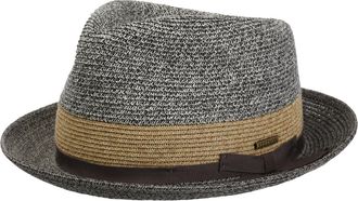 Stetson Contrast Brim Player Toyo Strohhut Zweifarbiger Hut Moderne Diamond-Krone UV-Schutz 40+ Damen Herren Fr&uuml;hjahr Sommer braun XL (60-61 cm)