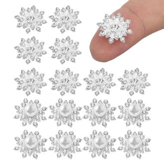 Hemobllo 20 St&uuml;ck Schneeflocken Kopfschmuck Anh&auml;nger aus Legierung mit Strass und Perle Selbstgemacht Bastelmaterial f&uuml;r Haarschmuck und Weihnachtsdeko