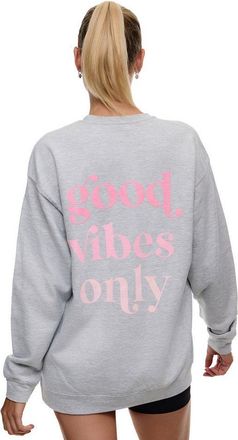 Worldclassca Sweatshirt Worldclassca Oversized Sweatshirt Good Vibes Print Langarm Pullover Freizeit Shirt