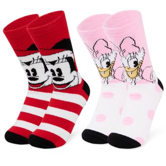 Disney Kuschelsocken Damen Teenager, 2er Pack Gr&ouml;&szlig;e 35-41, Weich Flauschige Rutschfeste Haussocken, Warme Geschenke f&uuml;r Frauen (Mehrfarbig Mickey/Daisy)