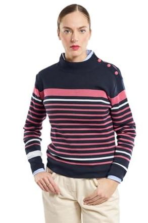 Armor Lux Femme Pull, Rich Navy/Framboise/Nature, 3XL EU