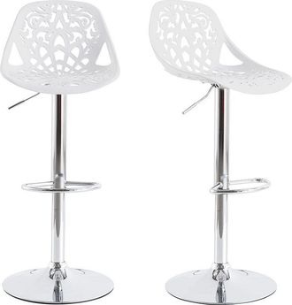 Miliboo Tabourets de bar design avec motif baroque blanc (lot de 2) BAROCCA