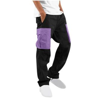 Generic Pantalon cargo classique pour homme - En coton m&eacute;lang&eacute; - Pantalon de jogging - Pantalon de travail - Pantalon droit - L&eacute;ger - Avec plusieurs poches - 