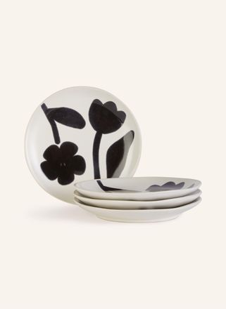 Broste Copenhagen Broste Copenhagen 4er-Set Dessertteller Flora weiss