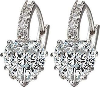 Generic Femme 18K Or Blanc Strass Brillant Boucles doreilles Everlasting Hoop &eacute;l&eacute;gant et populaireOp&eacute;ration Facile