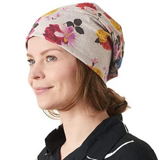 Charm by Casualbox Bonnet Chimio Femme Ete Tombant - Chapeau Homme 100% Coton Bio Beanie Hat Surdimensionn&eacute; Surfeur Plage Hippie Branch&eacute; Fleur Gris