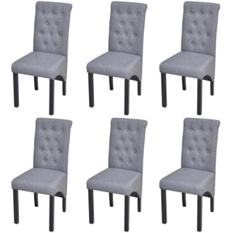 vidaXL Vidaxl - Chaises &agrave; manger lot de 6 gris clair tissu