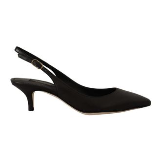 Dolce & Gabbana Schwarze Leder Slingback Heels - Italienischer Stil - - Shoes - Damen - Schwarzk - 37 EU