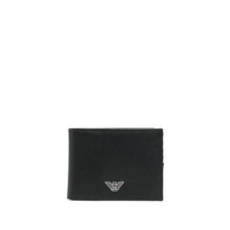 Emporio Armani Homme, Accessoires, Noir, Taille: ONE Size Portefeuille Bi-fold avec Plaque Logo