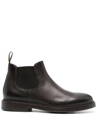 Doucal's bottines en cuir &agrave; bout rond - Marron