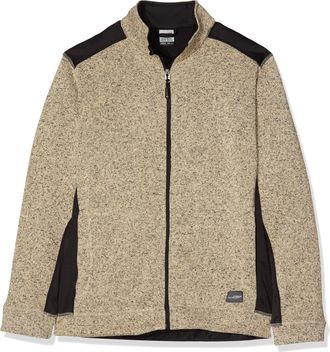 James & Nicholson Herren Knitted Workwear Fleece Jacke, Grau (Stone-Melange/Black), X-Large