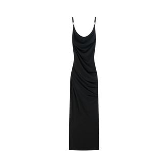 Coperni Schwarzes Kleid mit Tiefem R&uuml;ckenausschnitt und Metall Detail - - Dresses - Damen - Schwarzk - 2XS