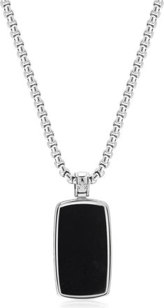 Nialaya Homme, Accessoires, Gris, Taille: M Collier avec Plaque dIdentit&eacute; en Onyx