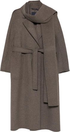 Max Mara Scarf-detail Belted Coat