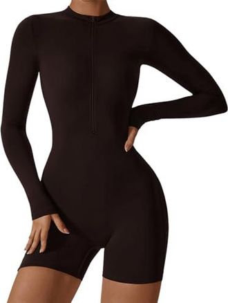 Generic Maillot De Bain Femme Gainant Et Amincissant Combinaison à Manches Longues, Fermeture éclair Ouverte, Danse, Fitness, Sport, Sexy, serré, vêtements de