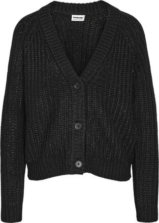 Noisy May Damen Nmcharlie L/S V-Neck Knit Cardigan Noos Strickjacken, Schwarz, XL EU