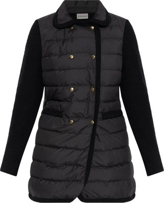 Moncler double-breasted panelled coat - Noir