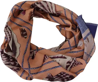 Dolce & Gabbana Mens Linen Seashell Print Scarf Multicolor