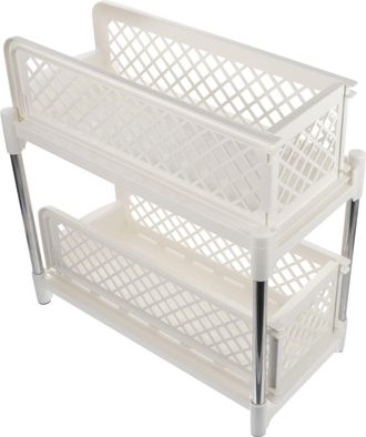 DOITOOL Doppelstöckiges Aufbewahrungsregal Design Vielseitiges Sundries Shelf für Küche Bad Büro Stabiles Handfreundliches Organizer Regal für Kleine Gegenstä