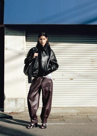 Mango Blouson bomber en cuir oversize noir - Femme - S - MANGO