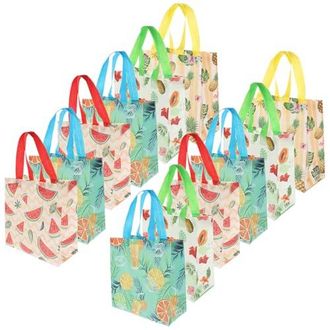 Valiclud Lot de 12 Paquet Cabas Pliables en Tissu Non Tiss&eacute; Imperm&eacute;able Motifs Fruits Color&eacute;s Dimensions 23X22X11 CM R&eacute;utilisables pour Courses Shopping et Tra