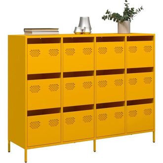 vidaXL Vidaxl - Buffet jaune moutarde 135x39x103,5 cm acier lamin&eacute; &agrave; froid