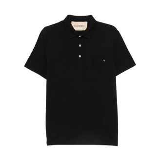 Valentino VGold Baumwoll-Piqu&eacute;-Polohemd - - Tops - Herren - Schwarzk - M