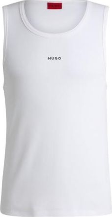 HUGO BOSS Hommes Dapota Débardeur en Coton Stretch côtelé à Logo imprimé