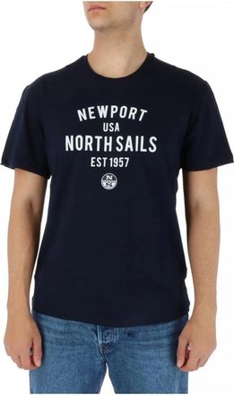 North Sails Blaues Kurzarm T-Shirt - 100% Baumwolle - - Tops - Herren - Blau - M
