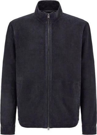 Canali Homme, Vestes, Gris, Taille: L Veste en Daim dAgneau Perfor&eacute;