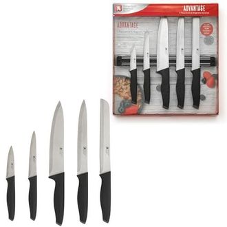 Richardson Sheffield Set 5 couteaux de cuisine avec barrette aimantée - Advantage - Acier inoxydable 13 C, Finition Satinée - Inox