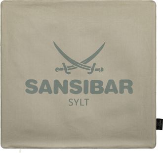 Sansibar Kissen Zierkissen Dekokissen Sofakissen 100% Baumwolle (Bezug - 45x45 cm, Taupe/Anthrazit)
