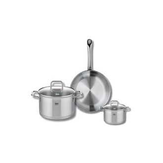 Fackelmann ELO 9692950 Batterie de cuisine 3 pi&egrave;ces, Ensemble de 1 Po&ecirc;le de cuisson 24 cm et 2 faitouts 12 et 20 cm Elo Profi Citrin, inox, induction, Gris