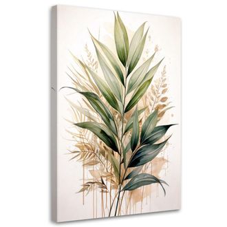 Artgeist Artgeist - Quadro Su Tela, Piante Foglie Acquerello Verde Natura - 80x120