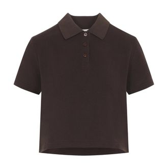 Saint Laurent Cassandre Cropped Polo - - Tops - Damen - Braun - L