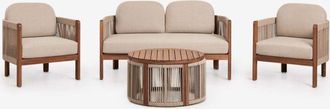 Sklum Gartenset mit 2-Sitzer-Sofa, 2 Sesseln und Couchtisch aus Akazienholz Serel Akazie Braun