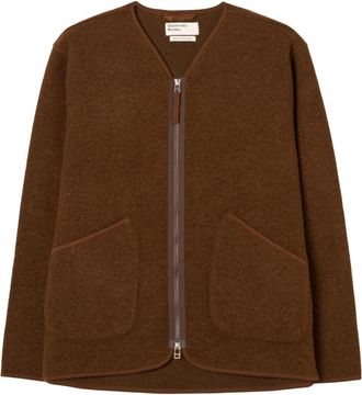 Universal Works Cacao Wollfleece Zip Liner Jacke - - Sport - Herren - Braun - XL