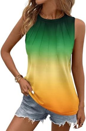 Generic Debardeur Femme Chic et &eacute;l&eacute;gant Chemisier sans Manche D&eacute;grad&eacute; D&eacute;bardeur Crop Top Ete Haut Chic et Elegant Fluide Ample Caraco Vetement Femme Ete Tee S