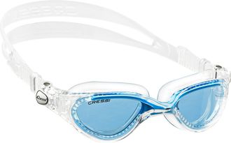 Cressi Flash Goggles Clear/Clear Blue Azure Lens, Herren Schwimmbrille mit separatem Okular Anti Beschlag, Anti Kratz und Anti UV Gläsern, Transparent/Transp