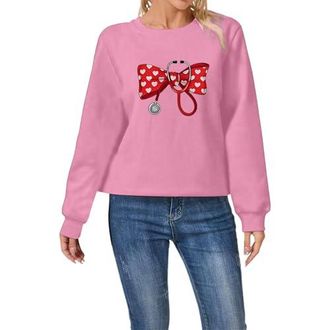 Generic Pull &agrave; capuche pour femme avec imprim&eacute; lettres et col rond pour lautomne et lhiver 2026, rose, L