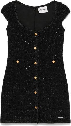 Miu Miu robe courte en tweed - Noir