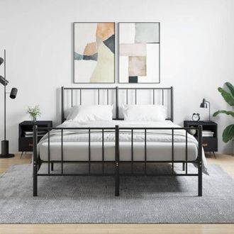 vidaXL Nachttische 2 Stk. Schwarz 40x35x47,5 cm Holzwerkstoff Vidaxl
