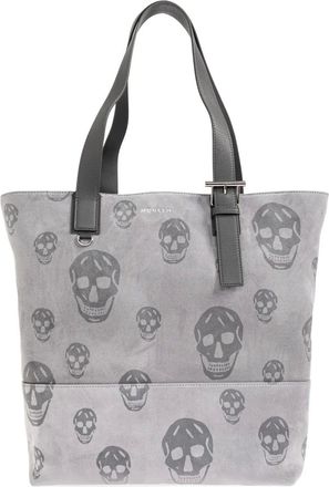 Alexander McQueen T-Bar Schultertasche mit Totenkopf-Print - Grau