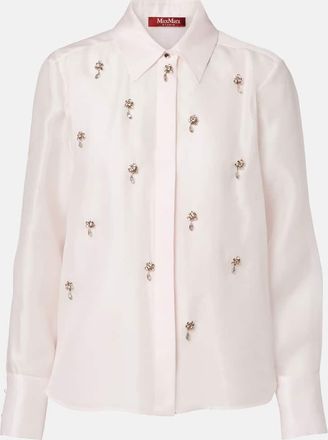 Max Mara Chemise Agi en soie &agrave; cristaux