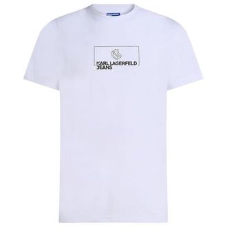 Karl Lagerfeld Homme T-Shirt Slim &Agrave; Manches Courtes avec Logo Coupe Slim, Blanc, L