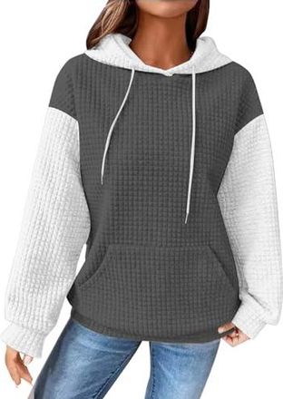 Generic Sweat &agrave; capuche pour femme - Pull surdimensionn&eacute; - D&eacute;contract&eacute; - Manches longues - Automne - Hiver - Veste &agrave; capuche avec poche - Manteau long - Hauts