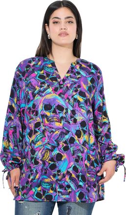 Angel Of Style Damen große Größen Übergrößen Plus Size Tunika, A-Linie, Totenkopf-Muster, 3/4-Ärmel violett 46 843738832-46
