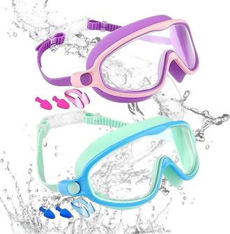 Generic Schwimmbrille | Schwimmbrille für Kinder, Anti-Beschlag, kein Auslaufen, Brille mit Nasenklammer, Brille für, Mädchen, Kleinkinder, Kinder,, Pool, Som